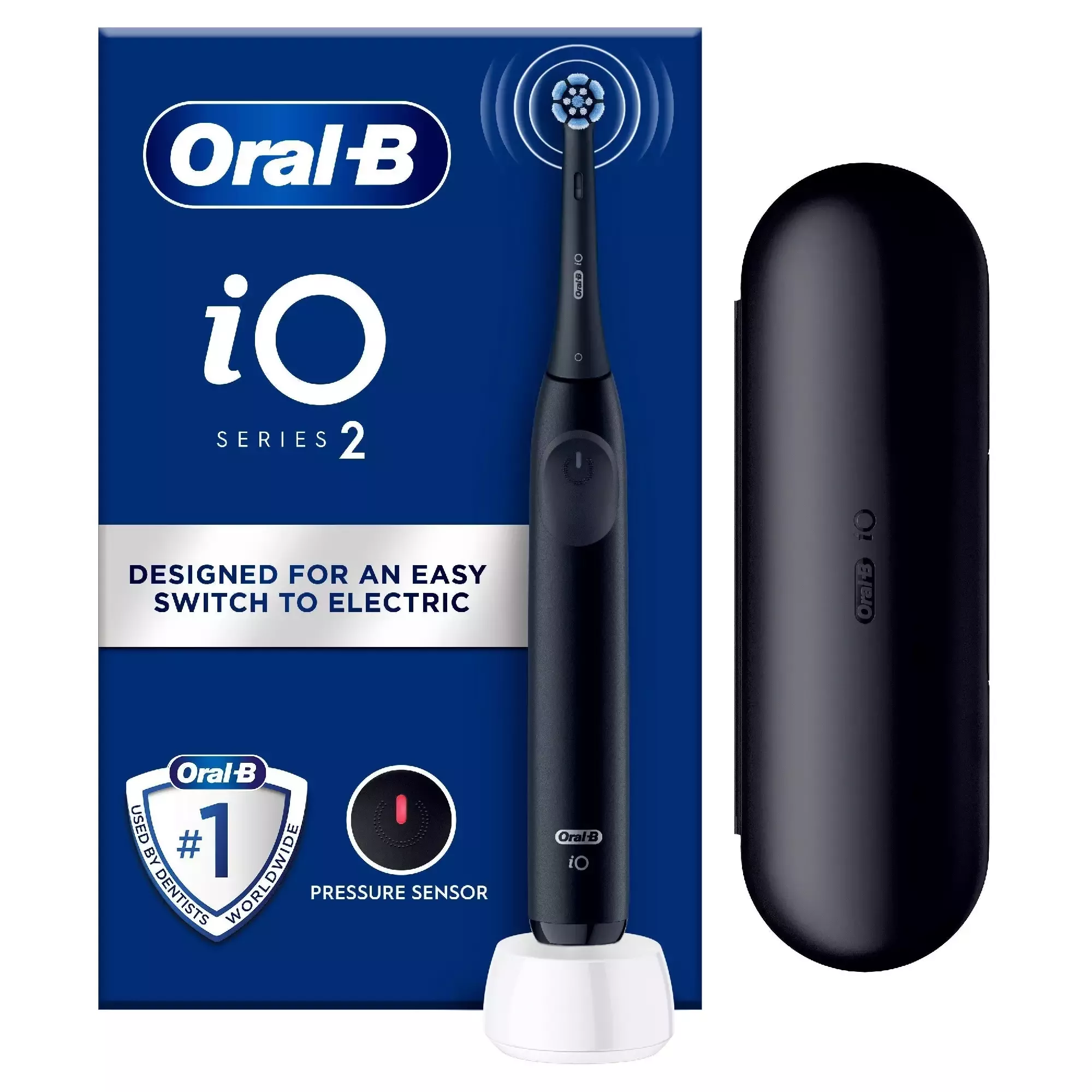 ORAL-B IO2 SÄHKÖHAMMASHARJA + MATKAKOTELO, MUSTA - Sähköpari.fi verkkokauppa